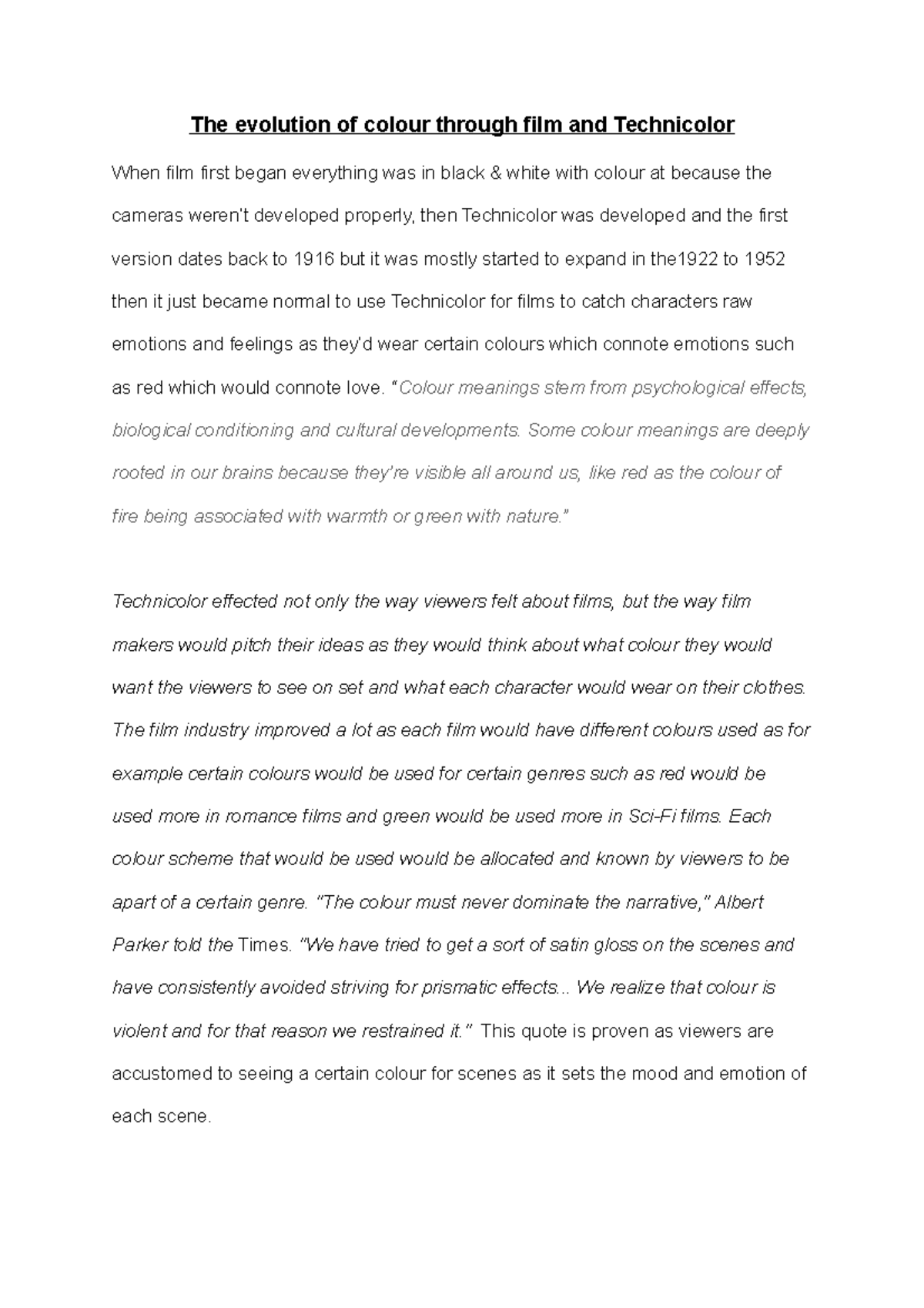 The evolution of colour through film and Technicolor - “Colour meanings ...