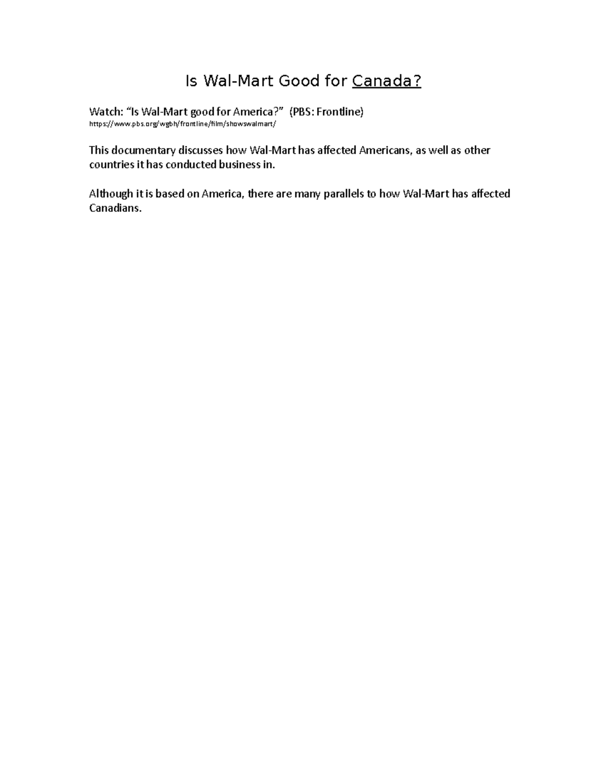 16.Is Wal-Mart Good for Canada - Is Wal-Mart Good for Canada? Watch ...