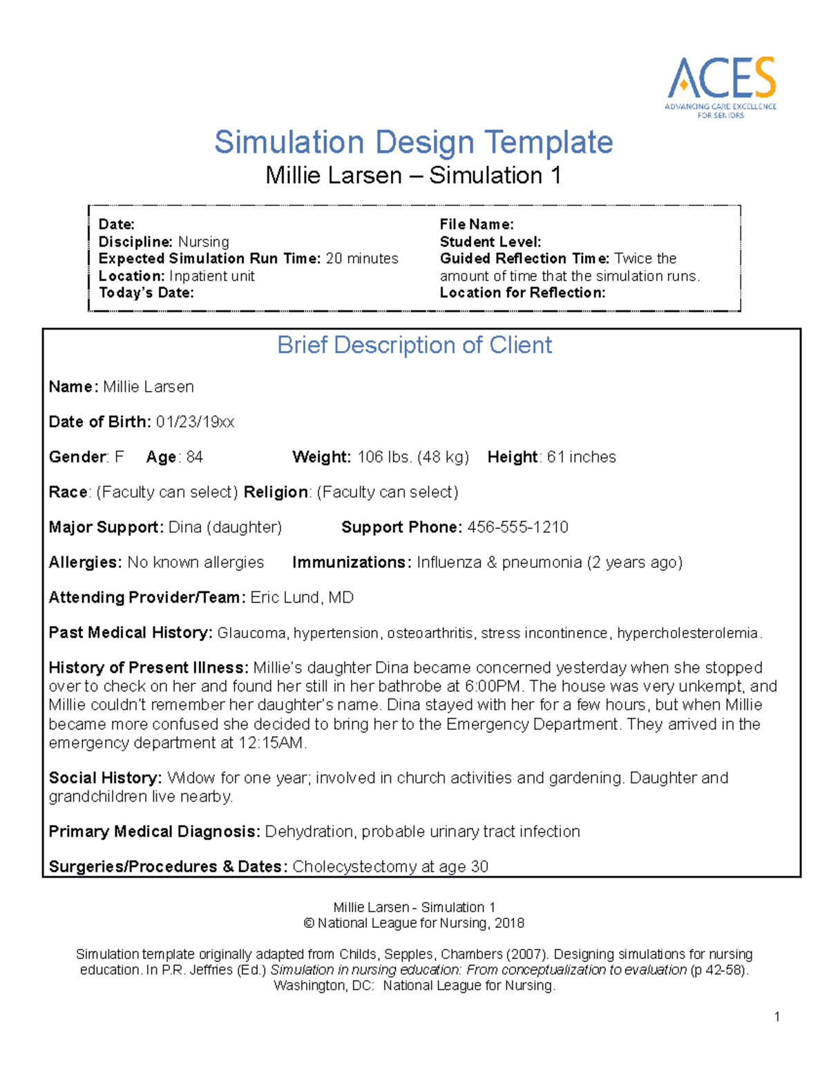 Sim 1 template - Lecture notes 1 - Simulation Design Template Millie ...