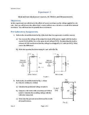 Exp1 DC Meters And Measurements - Experiment 1 Objectives. Become ...