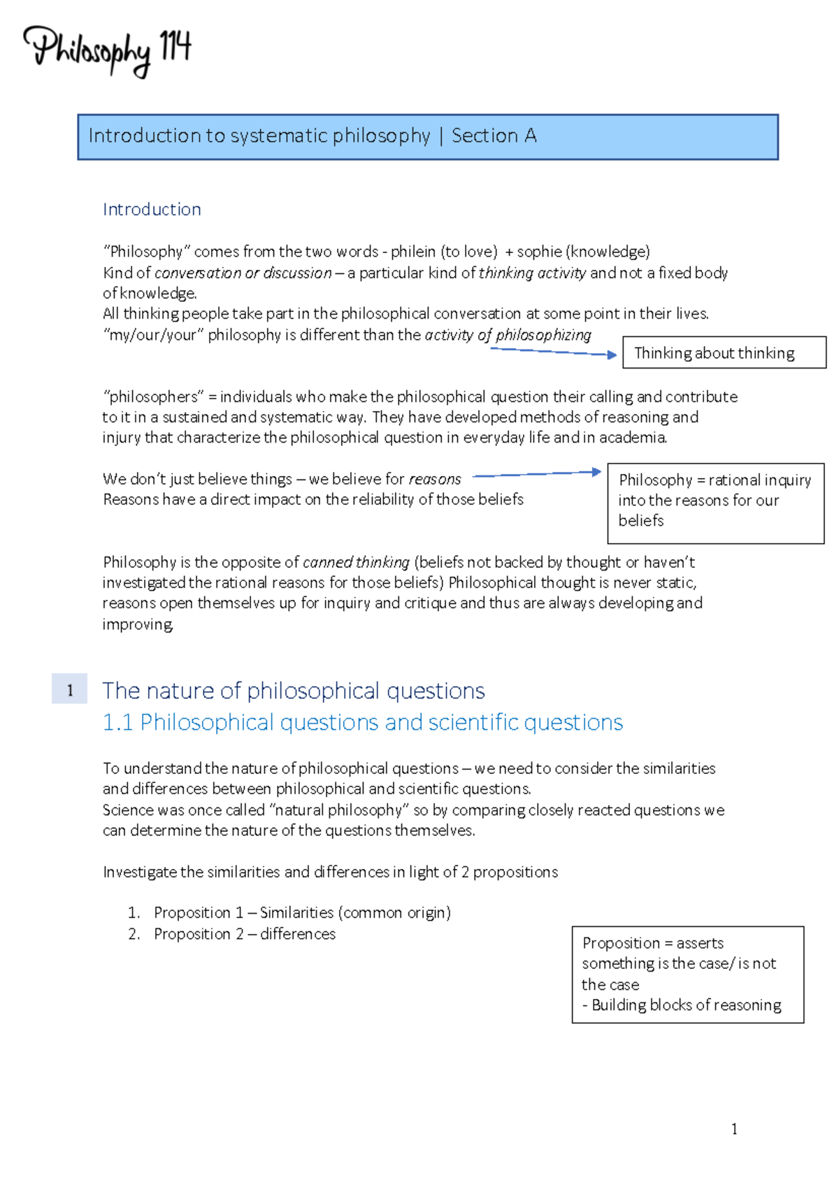 Philosophy 114 (study notes) - Section AB Final - Introduction