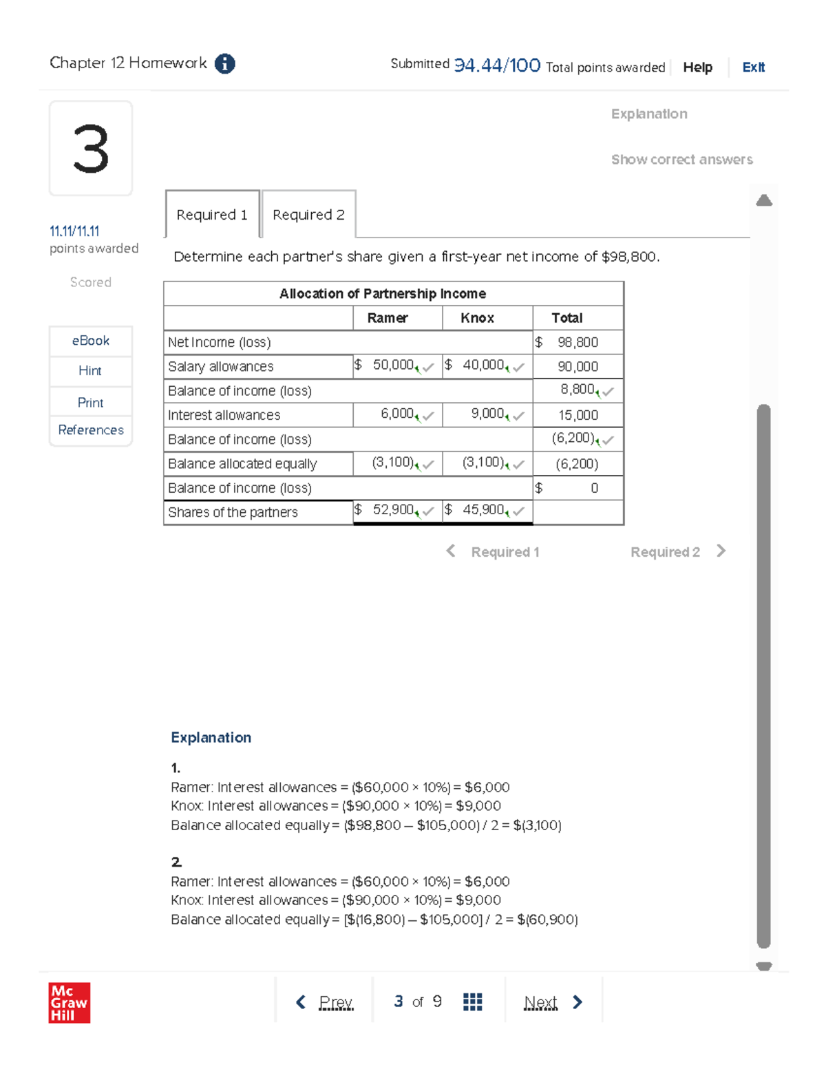 Question 3 Chapter 12 Homework Connect Ebook Hint Print
