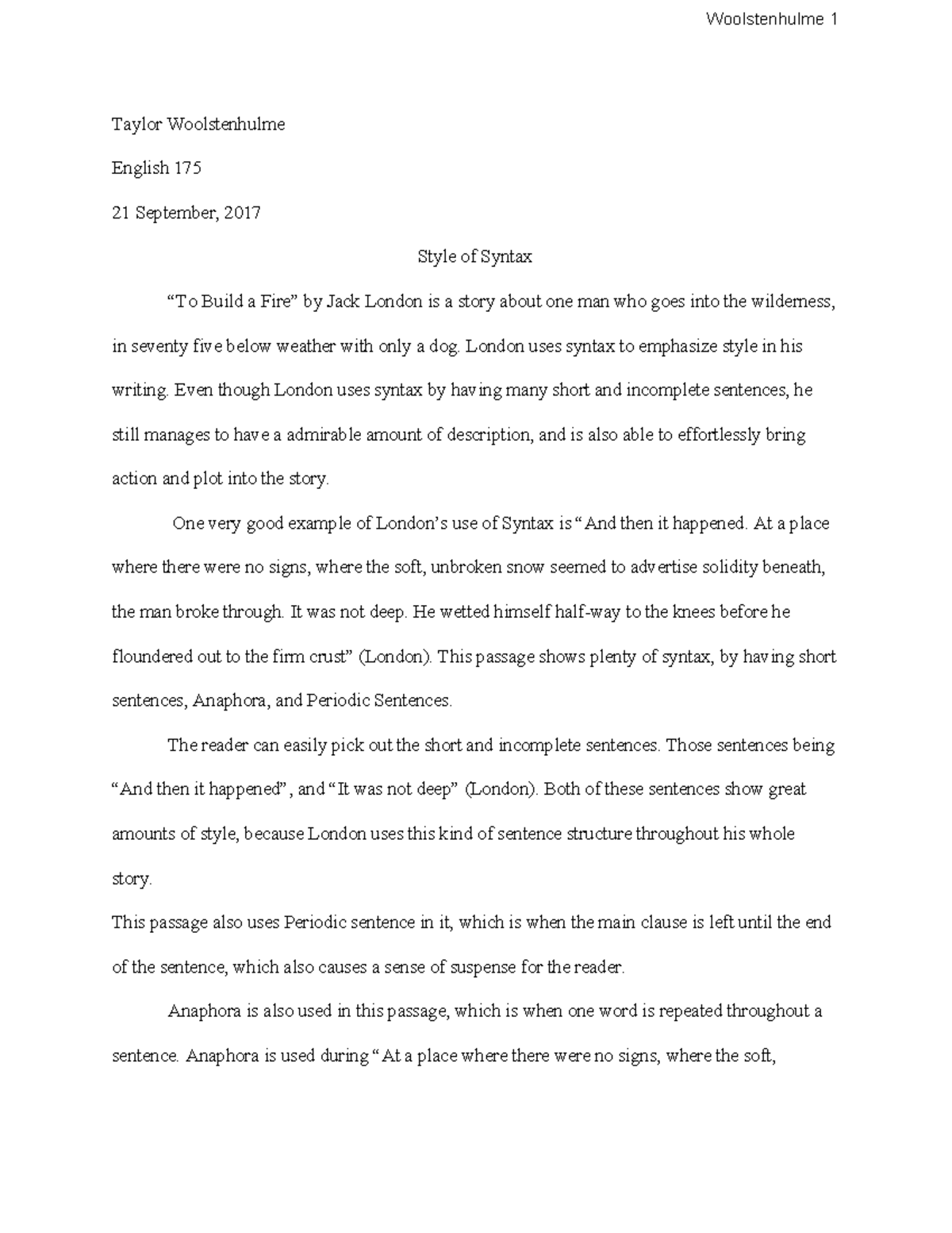 AP Style Assignment - Grade: A - Woolstenhulme 1 Taylor Woolstenhulme ...