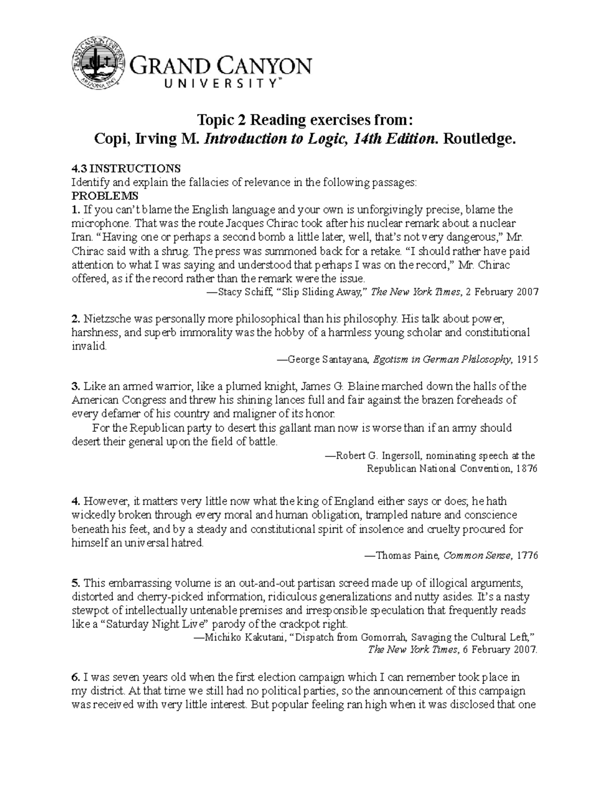 COM-362 T2 reading exercises - Topic 2 Reading exercises from: Copi ...