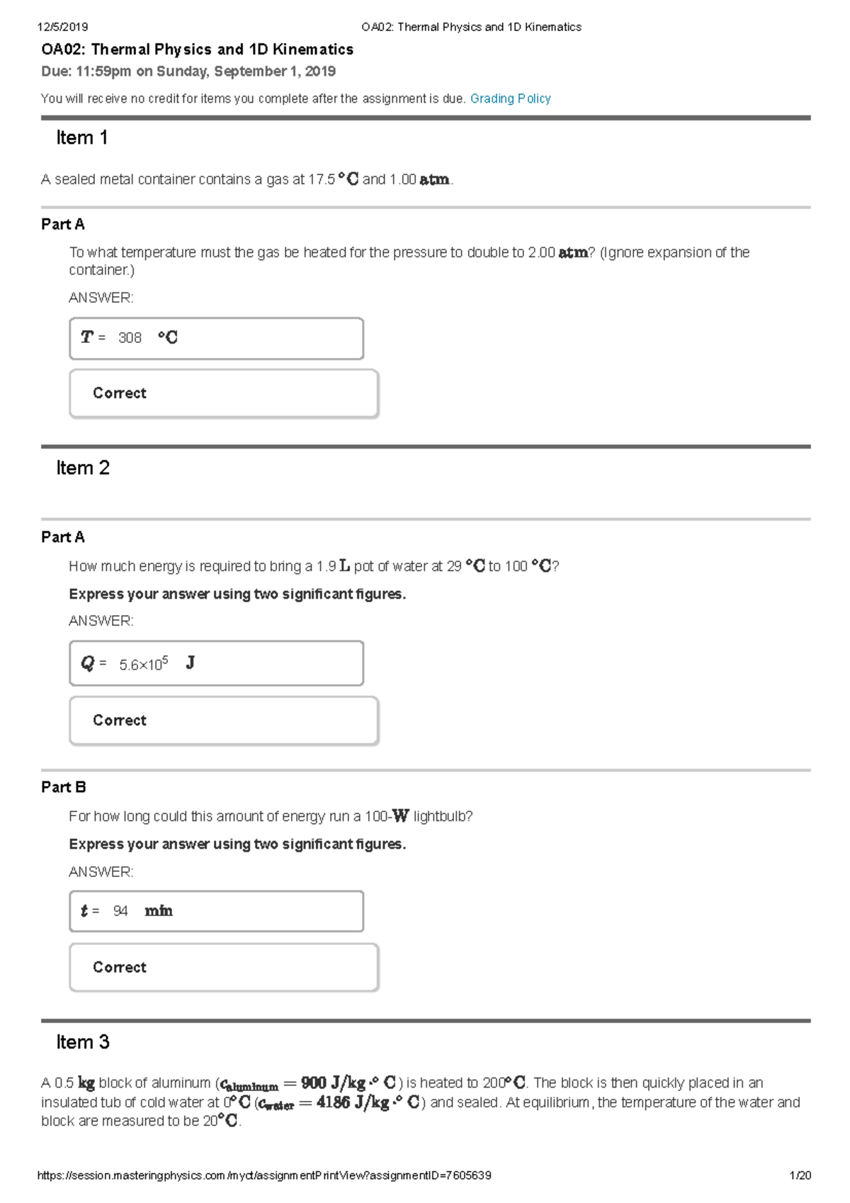 OA02 Thermal Physics and 1D Kinematics - PH1012 - NTU - Studocu