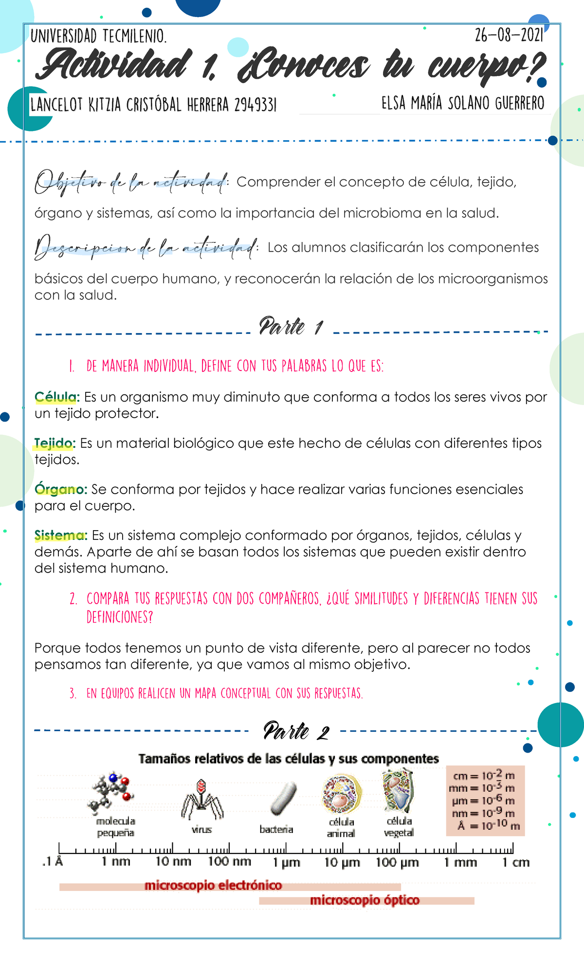 Act 1 cuerpo humano - Apuntes 1,2,3 - Actividad 1. ¿Conoces tu cuerpo ...