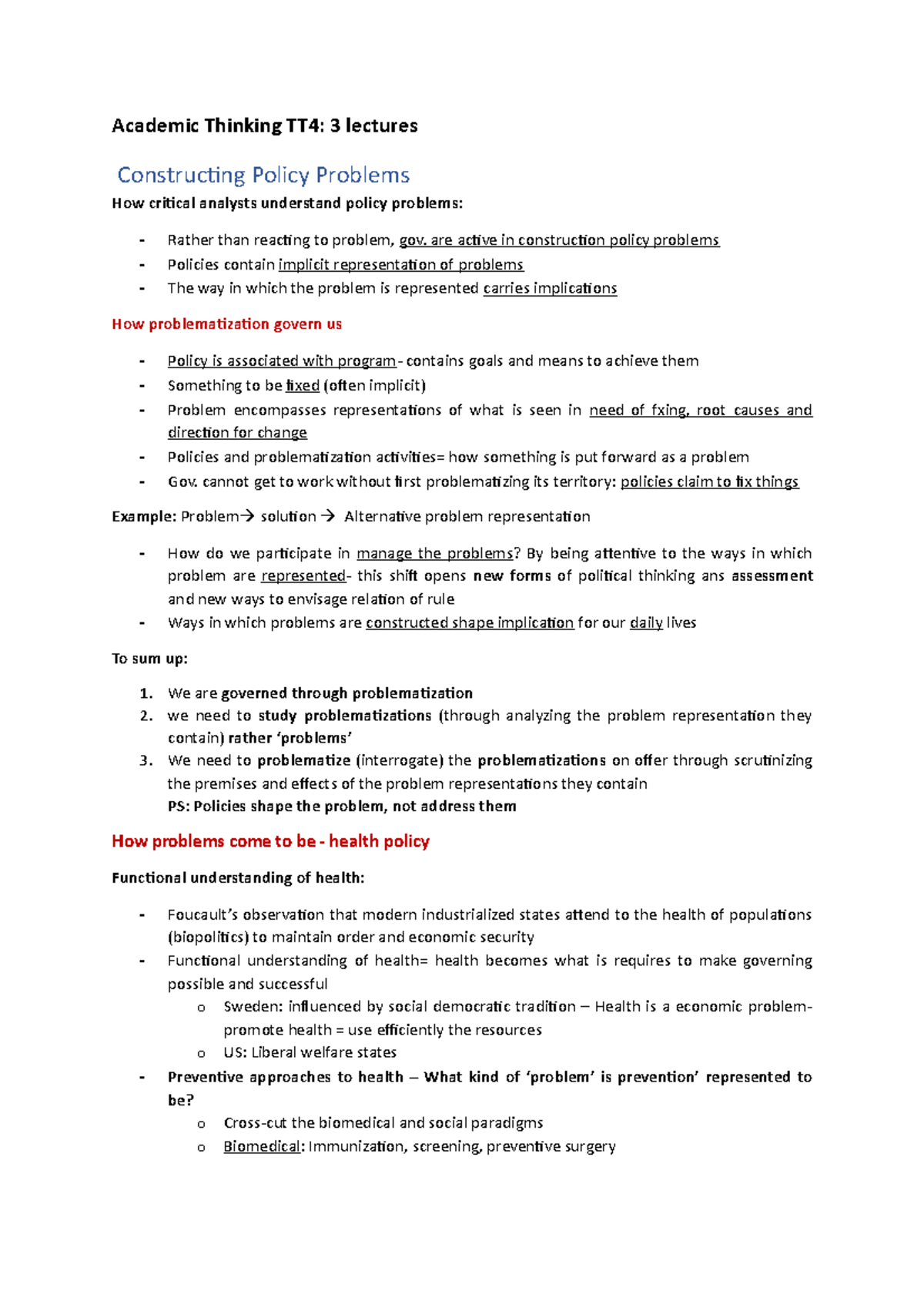 ALL Academic Thinking TT4 - Academic Thinking TT4: 3 lectures ...