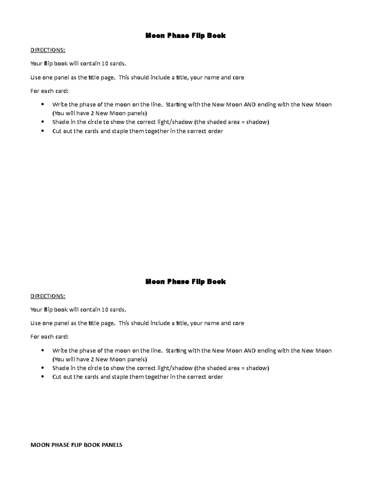 Moon Phase Flip Book - Moon Phase Flip Book DIRECTIONS: Your flip book ...