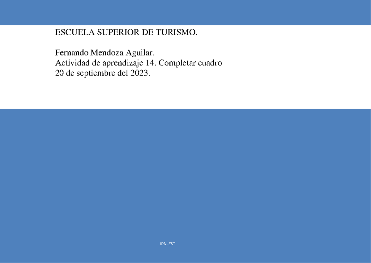 Act 14 estadistica - administracion EST - IPN-EST ESCUELA SUPERIOR DE ...