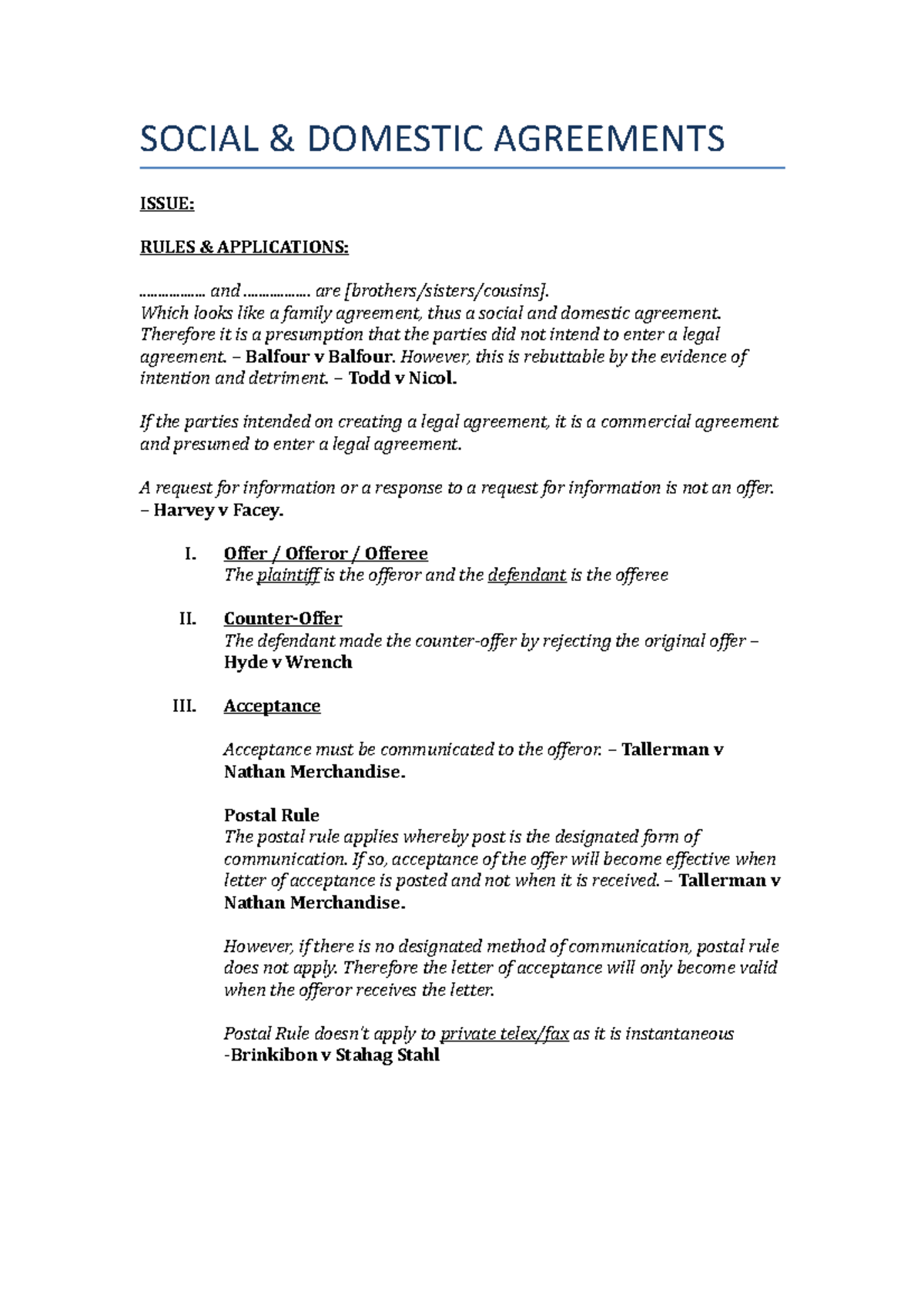 5. Social & Domestic Agreements - SOCIAL & DOMESTIC AGREEMENTS ISSUE ...
