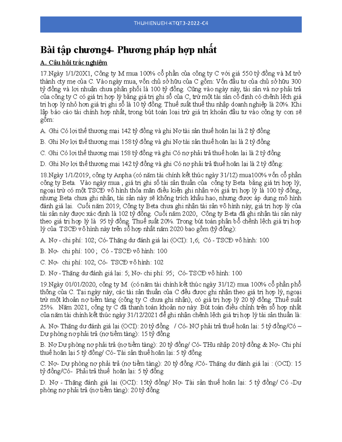 Baitap-C3-HV - Bài 8d - Bài tập chương4- Phương pháp hợp nhất A. Câu ...