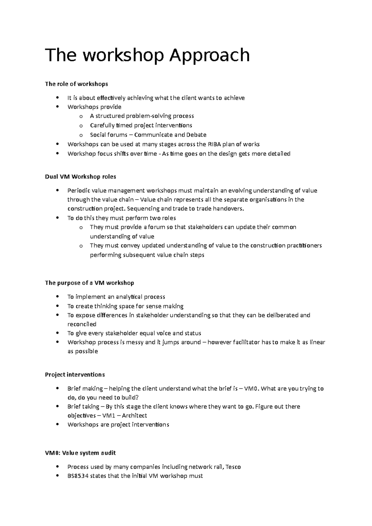 Unit 7 - The Workshop Approach - The workshop Approach The role of ...