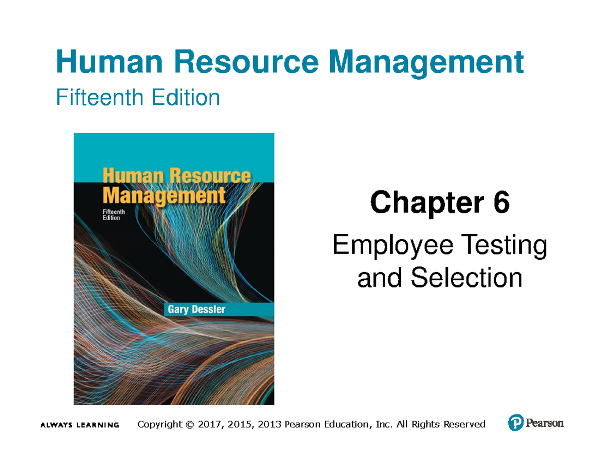 Dessler 15e HRM Ch06 [Read-Only] - Human Resource Management Fifteenth ...