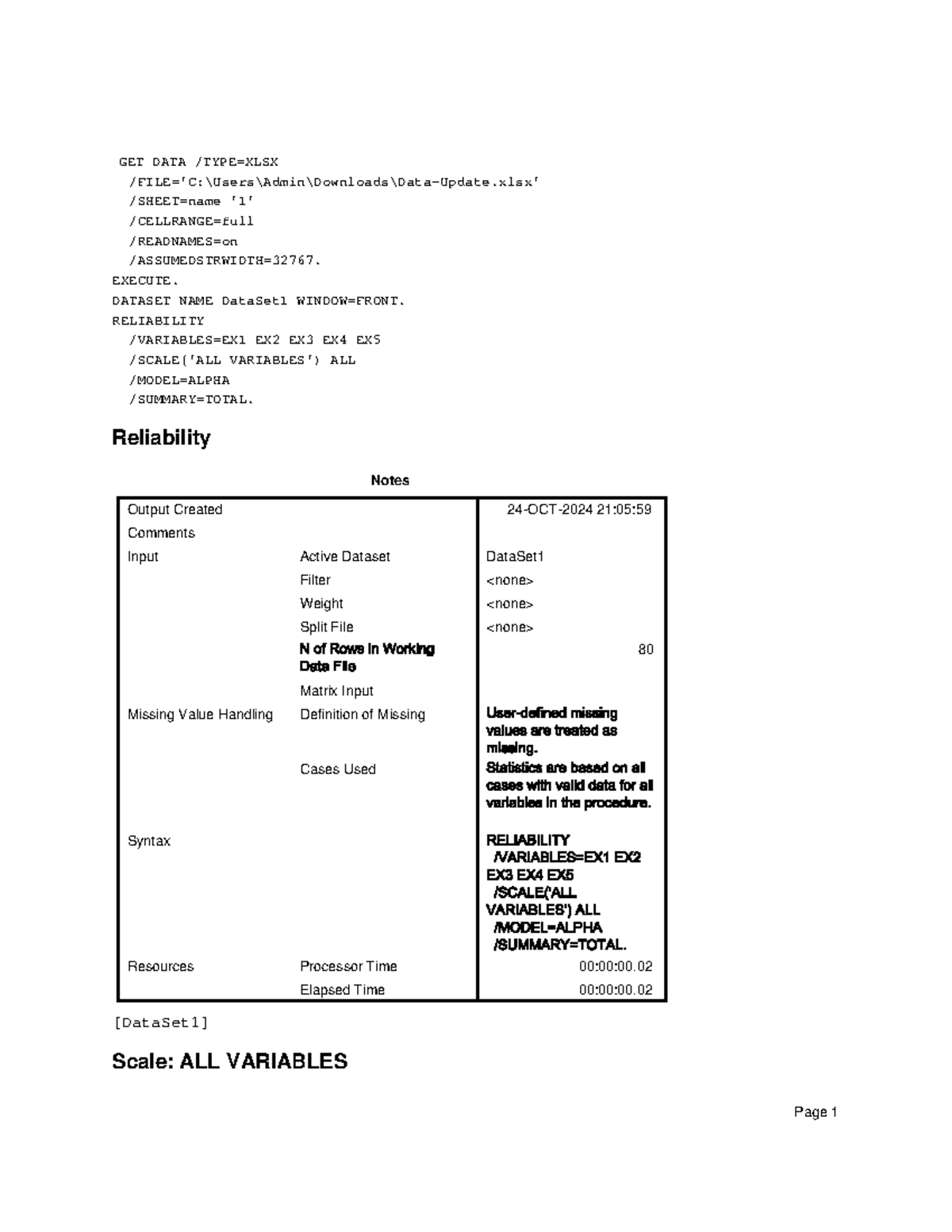 Output of SPSS - Dữ liệu chạy SPSS - GET DATA /TYPE=XLSX - Studocu