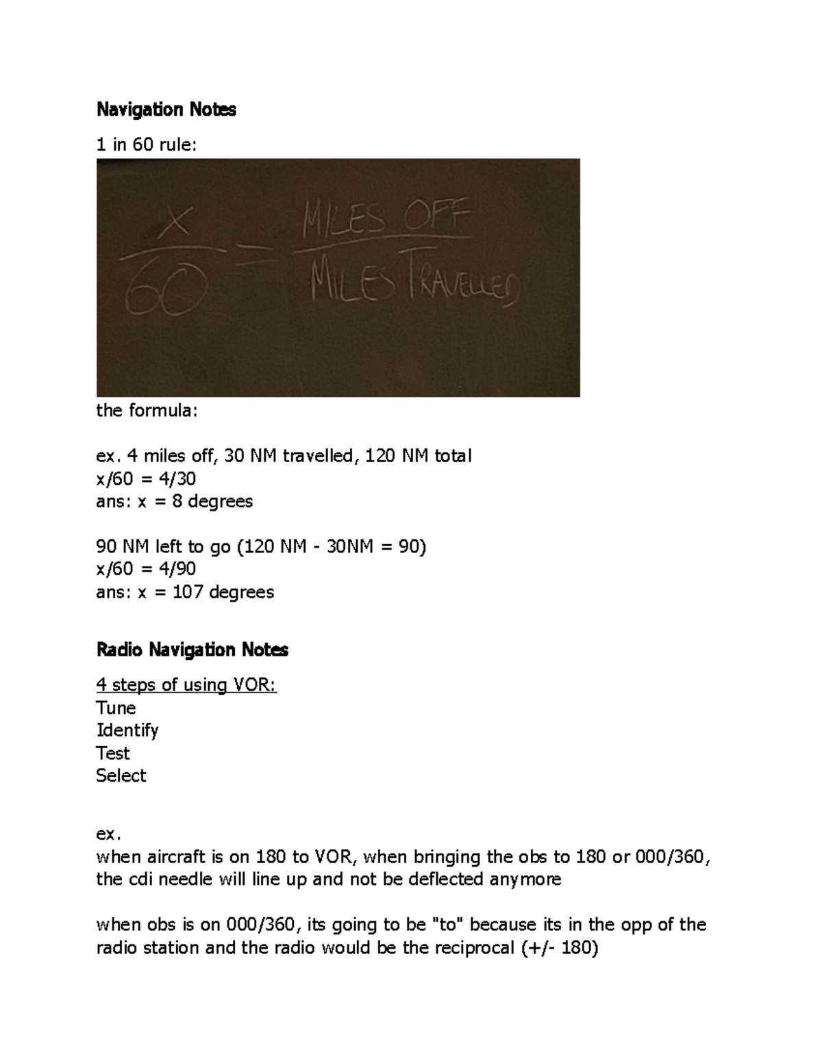 Flight Management Week 10, 11, and 12 - Navigation Notes 1 in 60 rule ...