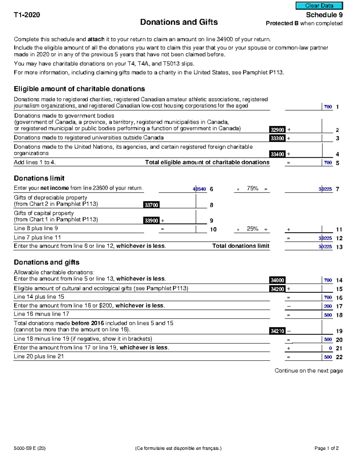 Schedule 9 (Stephen) - T1-2020 Schedule 9 Donations and Gifts Protected ...