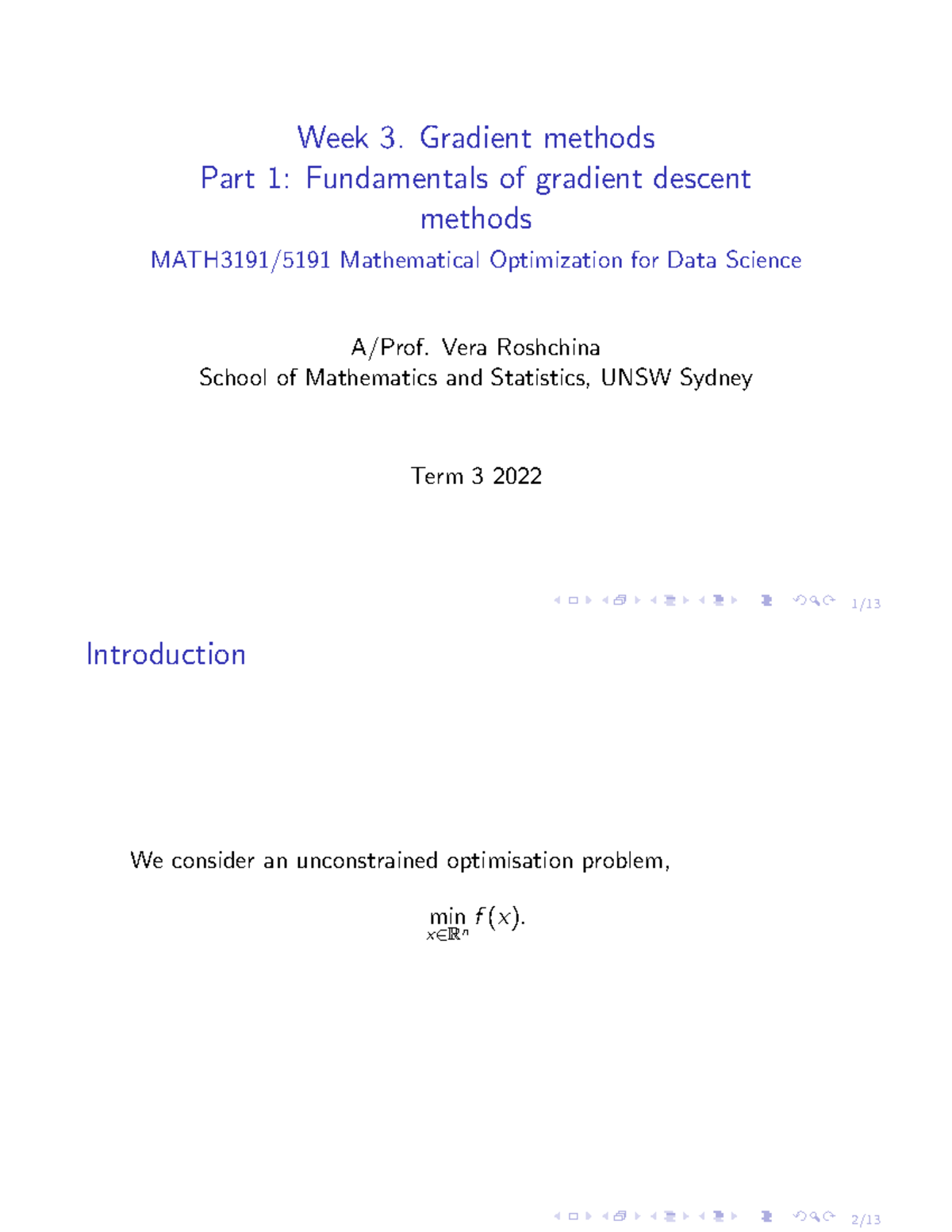 Week 3. Gradient methods Part 1 Fundamentals of gradient descent ...