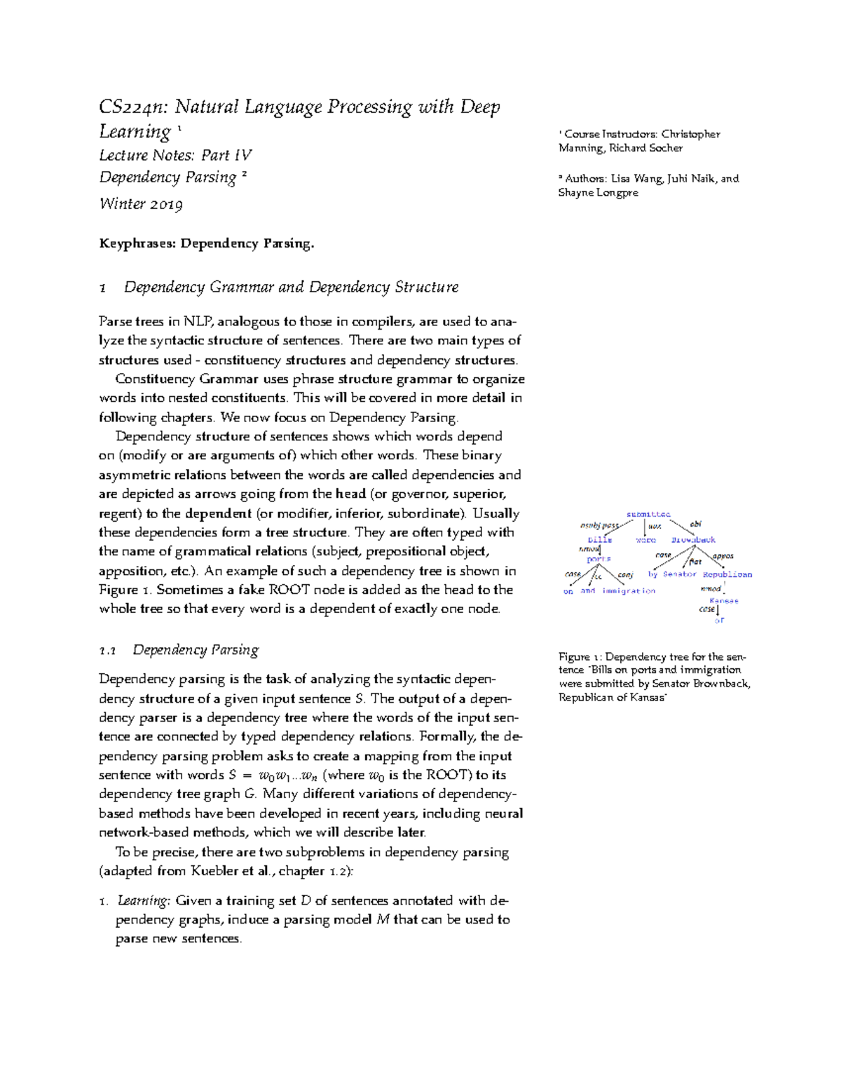 Cs224n 2019 notes 04 dependencyparsing - CS 224 n: Natural Language ...