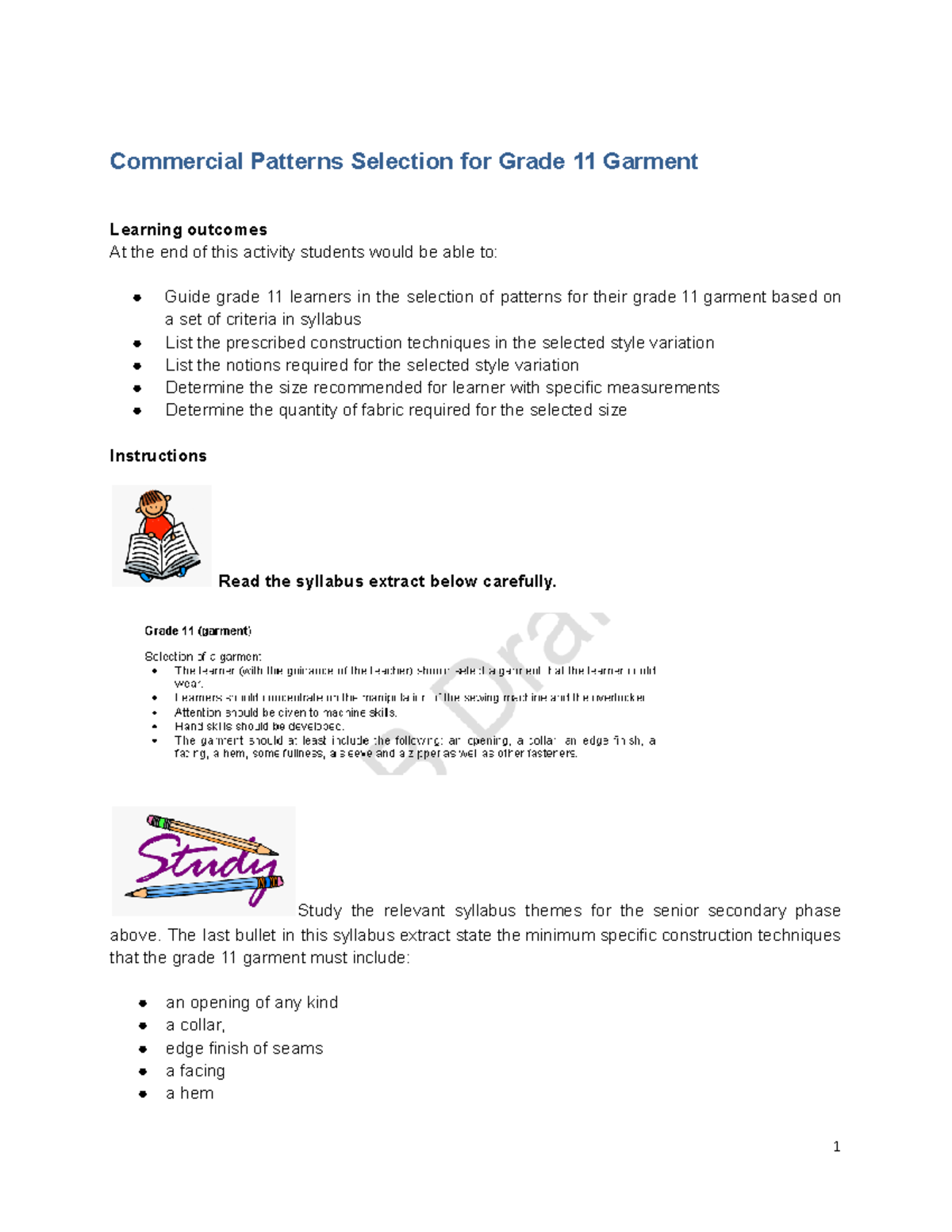 2023 Comercial Patterns Selection for Grade 11 Garment - Commercial ...