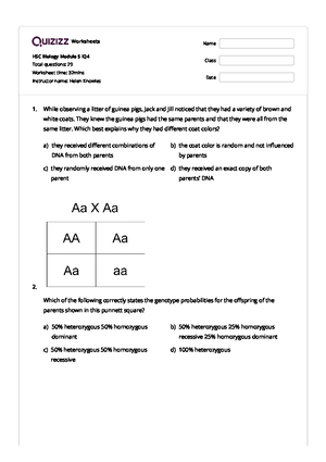 HSC Biology Module 5 IQ2 Quizizz - Worksheets HSC biology - Module 5 ...