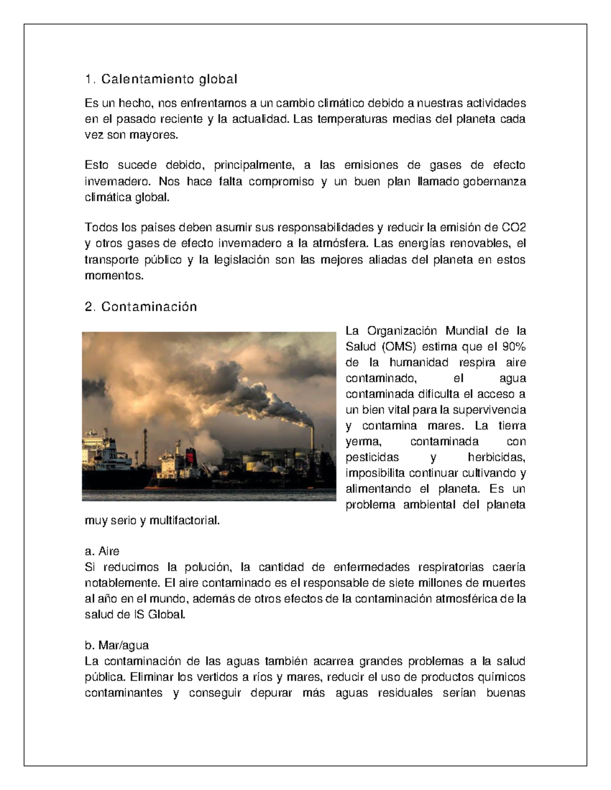 Actividad Fundamental - 1. Calentamiento global Es un hecho, nos ...