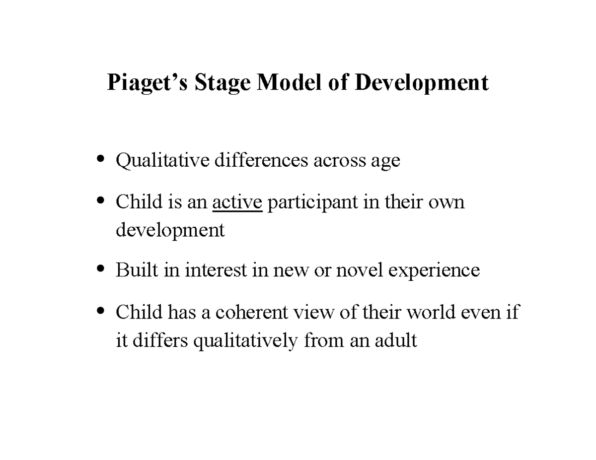 Upload 3 - Lecture - Piaget’s Stage Model of Development ...