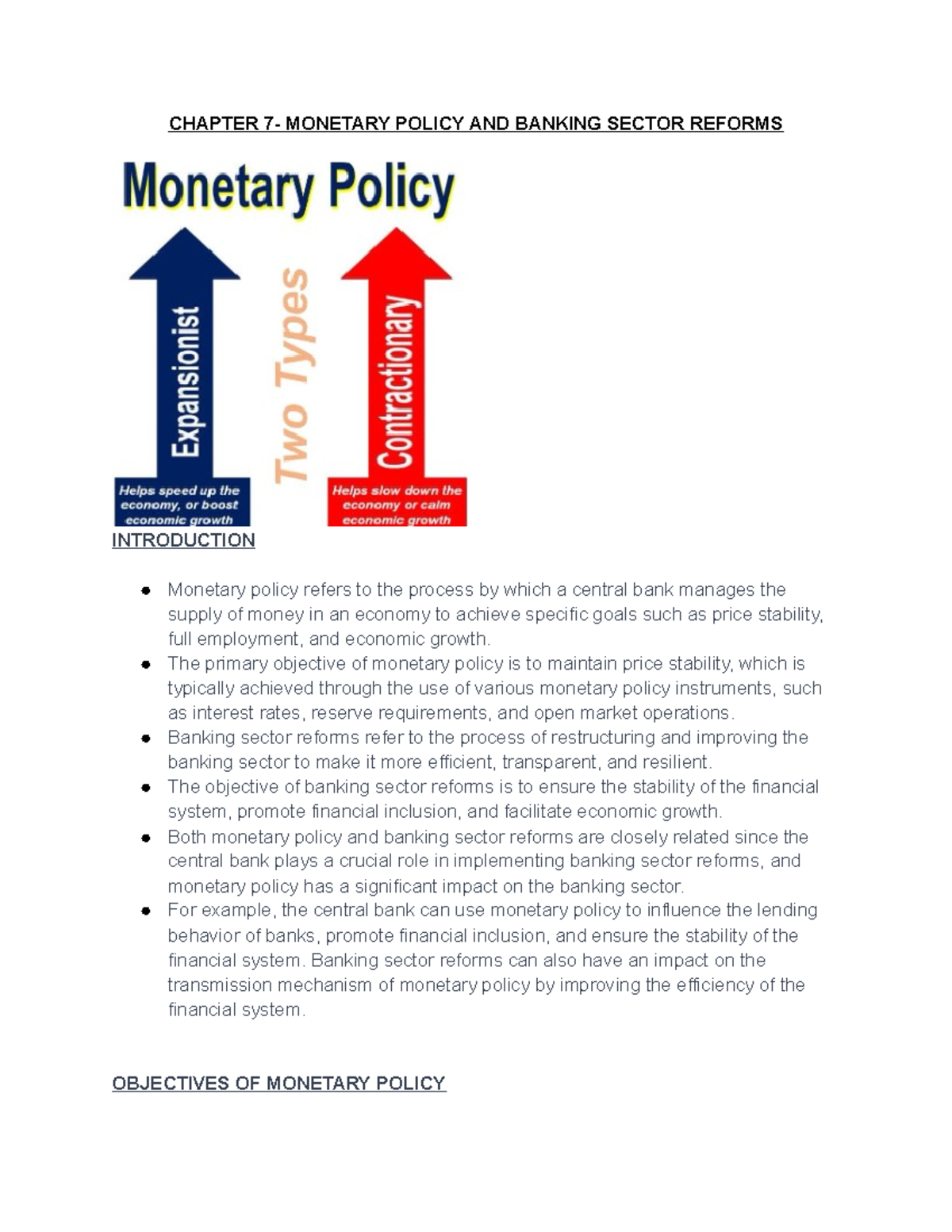 Chapter 7- Monetary Policy AND Banking Sector Reforms - CHAPTER 7 ...