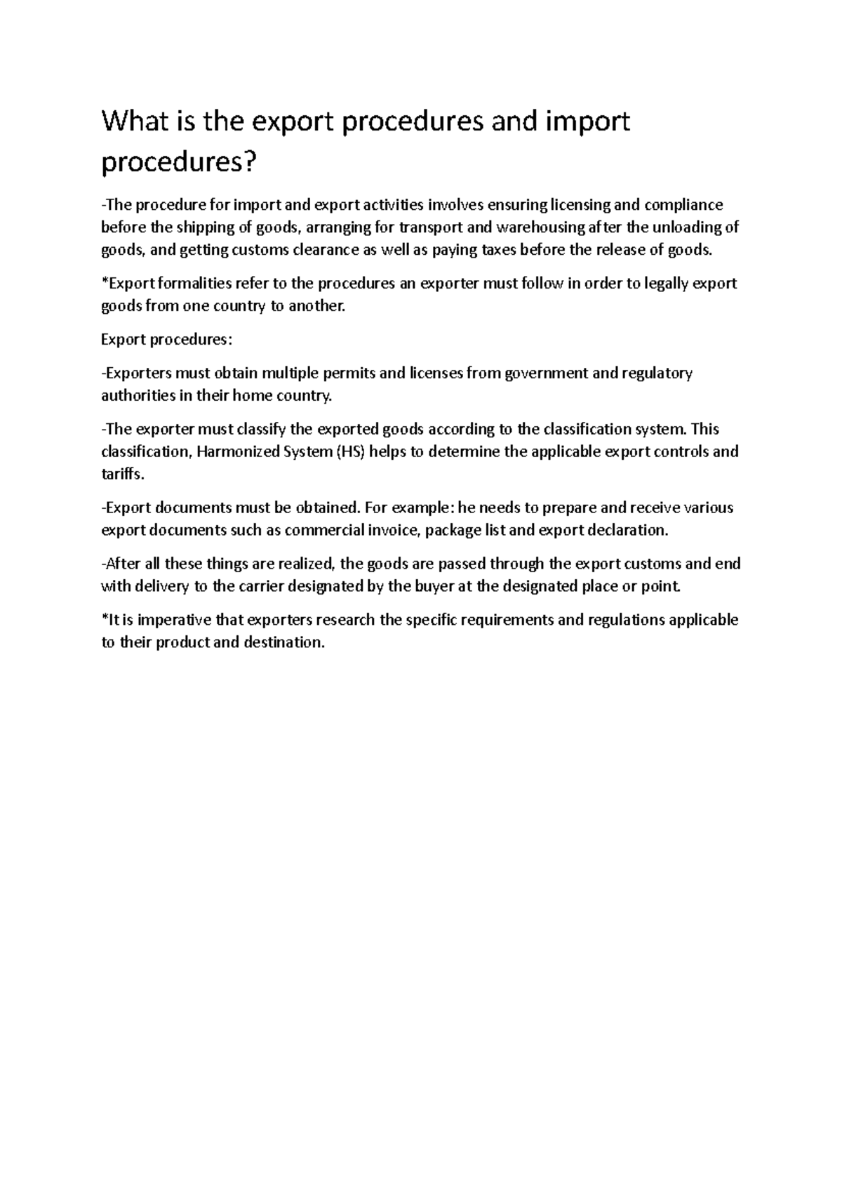 What is the export procedures and import procedures - What is the ...