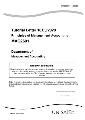 MAC2601 TL201 2023 1 - Tutorial letter - MAC2601 - Unisa - Studocu