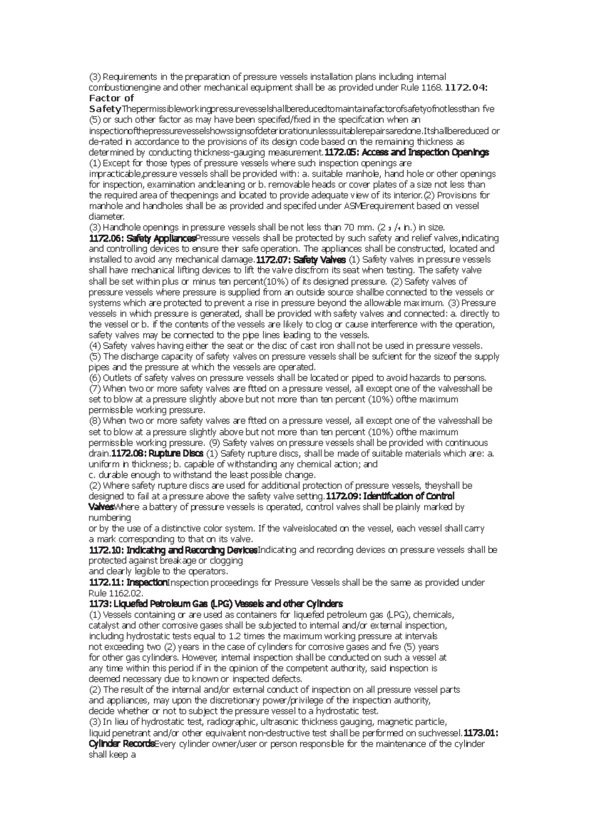 Osh 22 - osh notes - (3) Requirements in the preparation of pressure ...