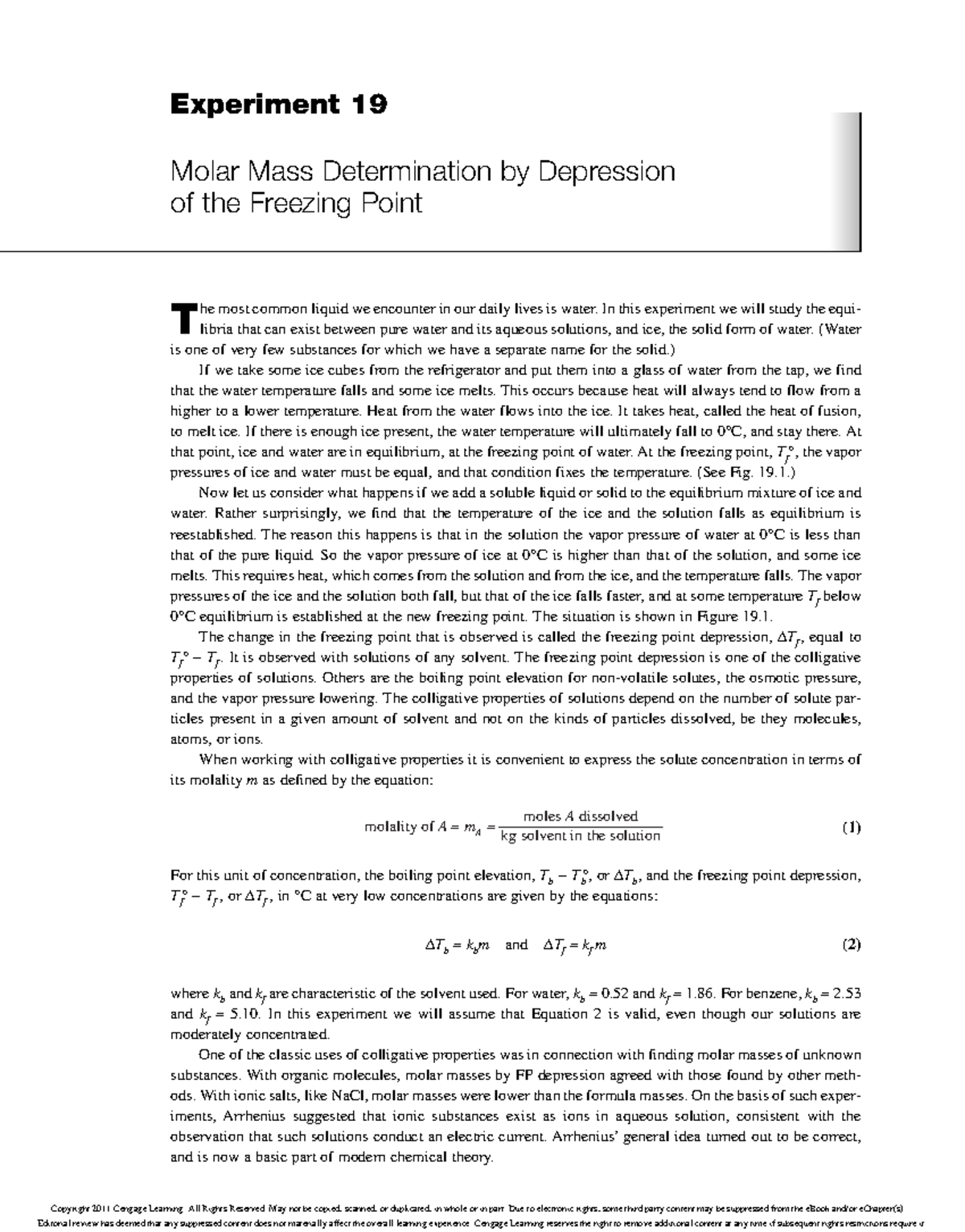Lab manual 4 Instructions - Experiment 19 Molar Mass Determination by ...