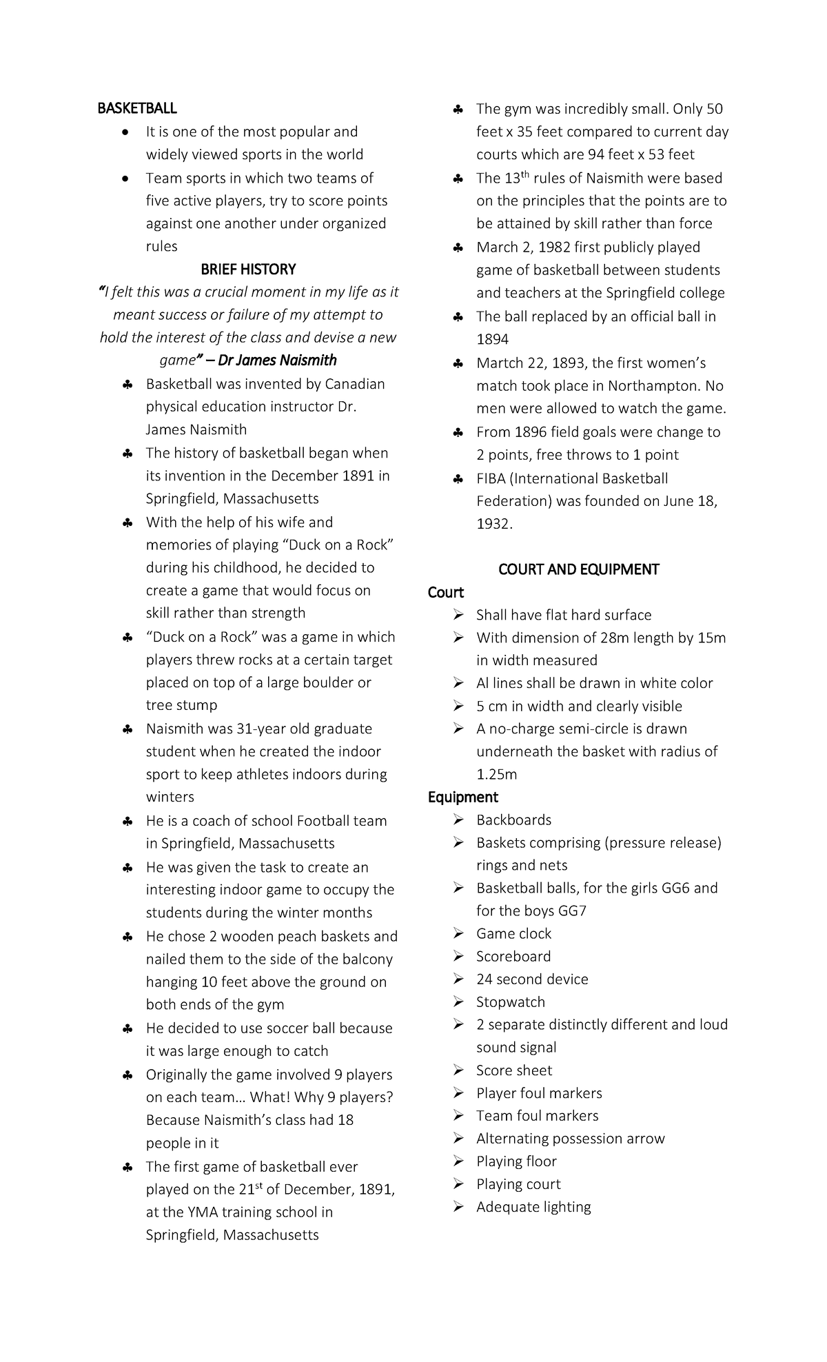 Basketball - James Naismith The history of basketball began when its ...