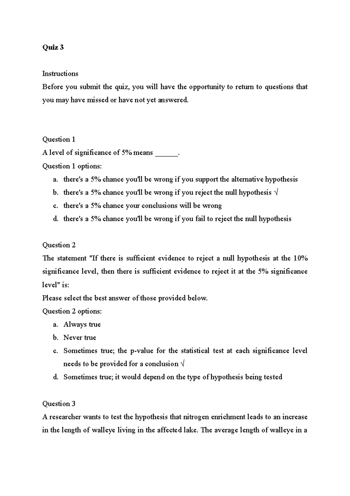 Quiz 3 EVS514: Environmental Data Analysis. - Quiz 3 Instructions ...
