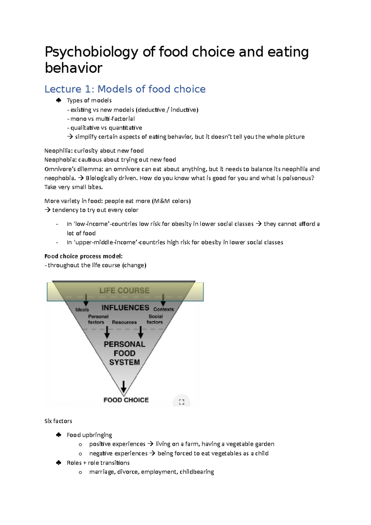 Psychobiology of food choice and eating behavior - Psychobiology of ...