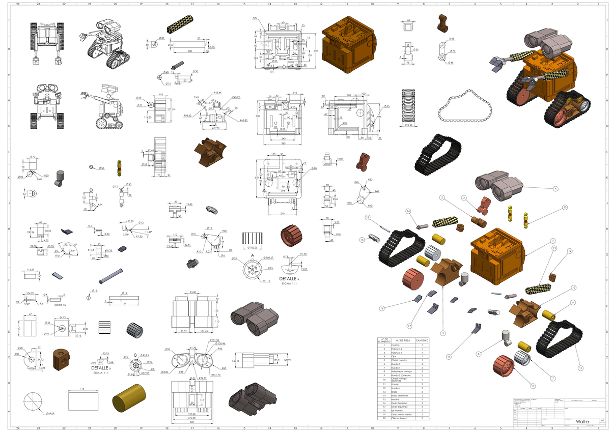Planos en PDF robot Wall E - 22,88 53,35 127,25° ####### A ...