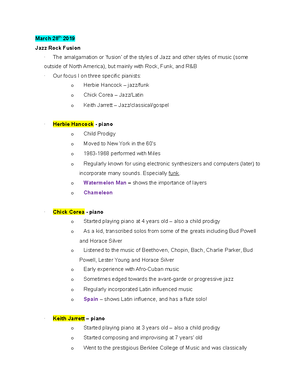 History of Jazz - Chapter 1 Notes - History of Jazz – Chapter 1 Notes ...