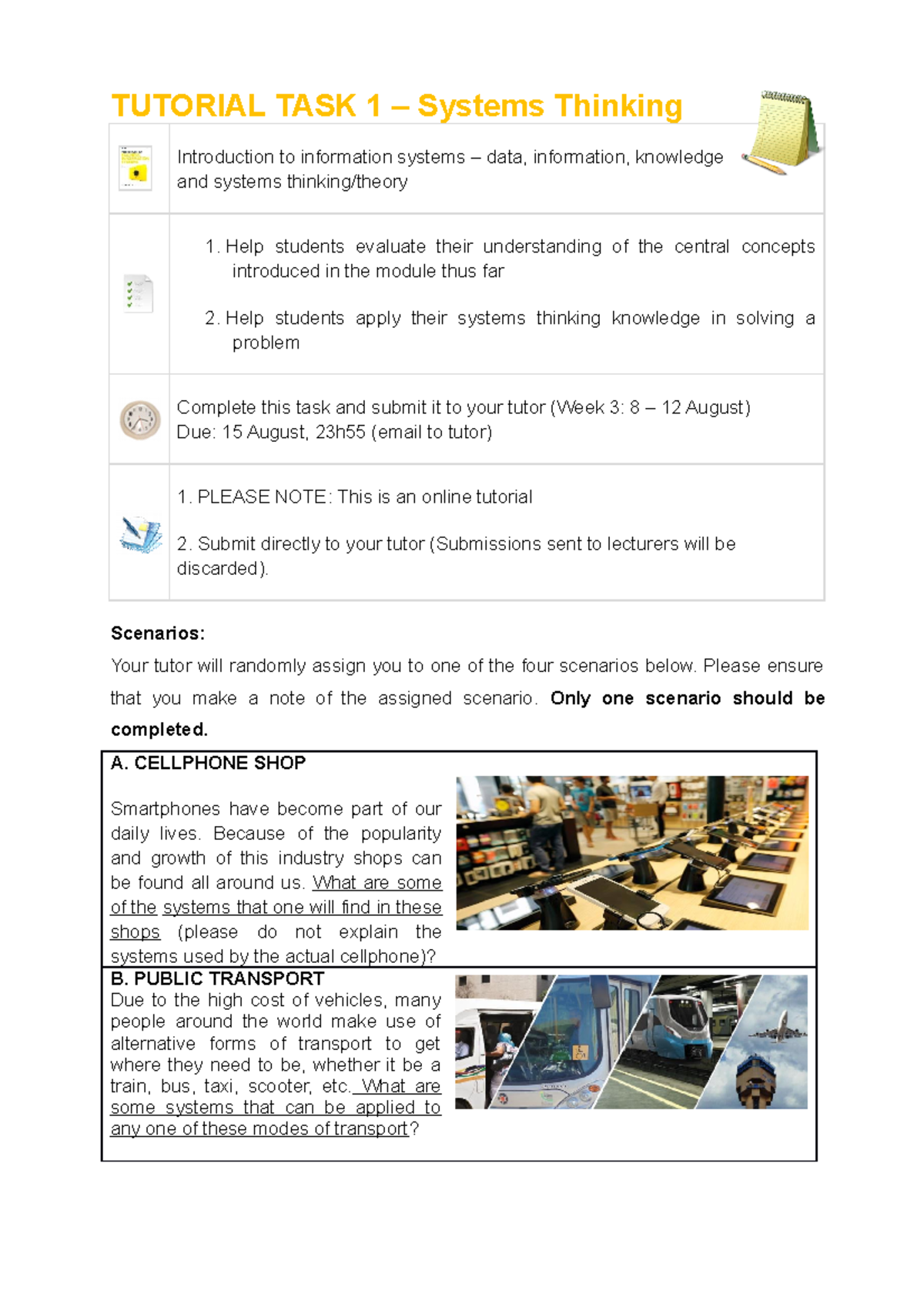 Tutorial 1 System thinking studentversion 2022-1 - TUTORIAL TASK 1 – Systems Thinking ...