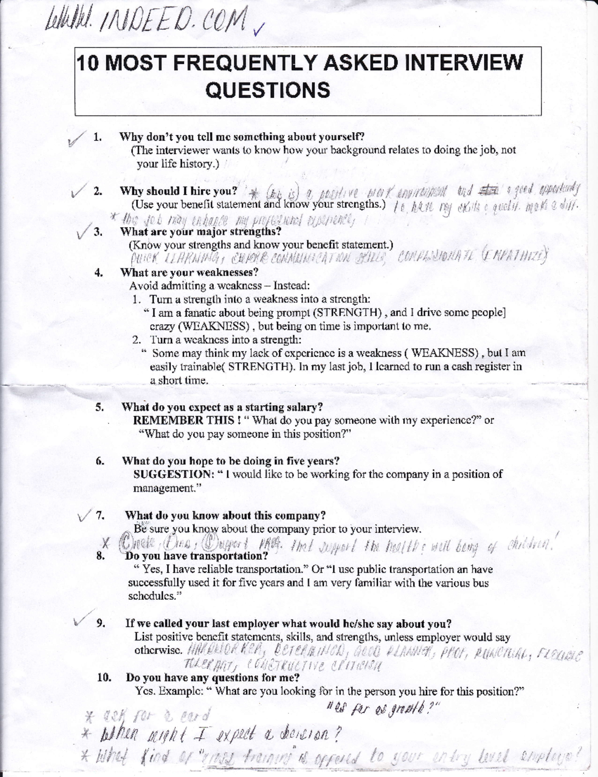 10 Most Frequently Asked Interview Questions - fill^llxl /ttl,t[[0. Htf ,, 1O MOST FREQUENTLY ...