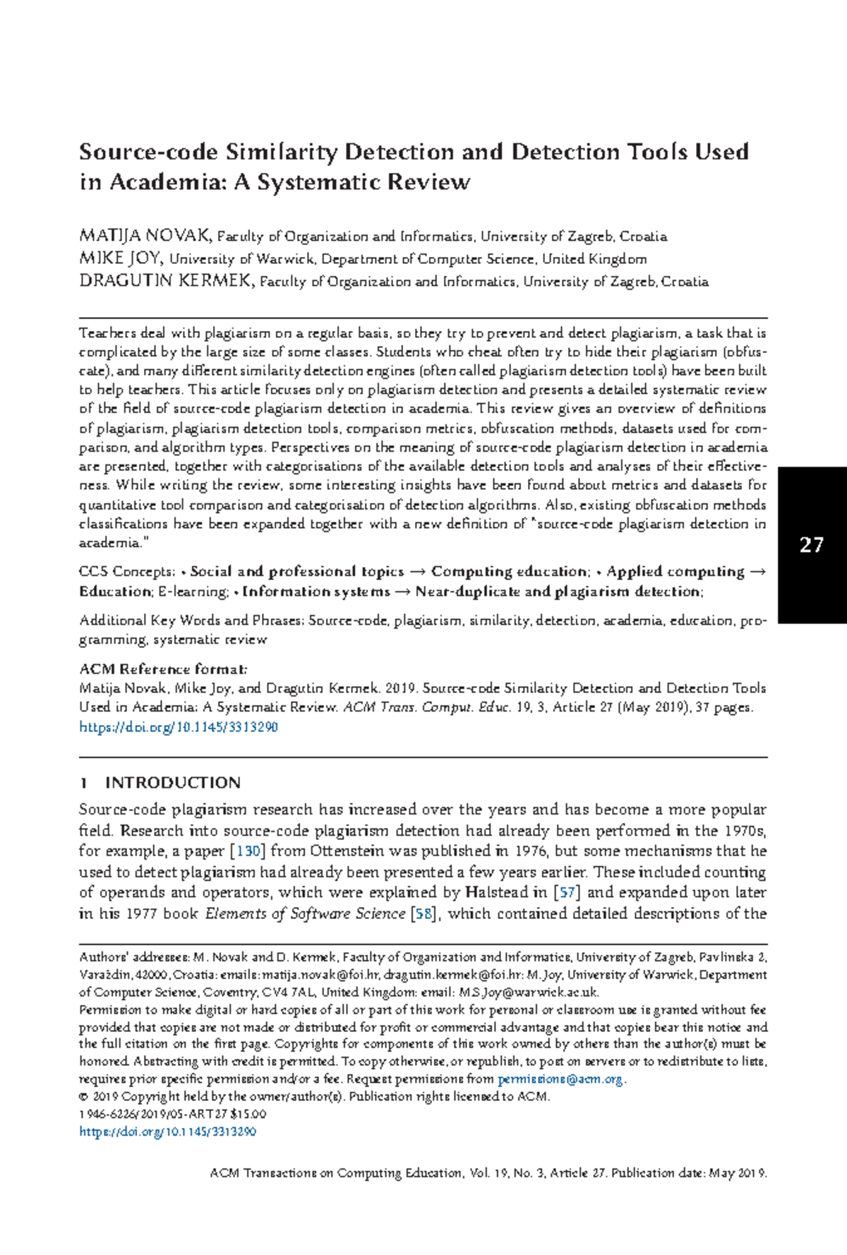 Duplicate detection - 27 Source-code Similarity Detection and Detection Tools Used in Academia ...