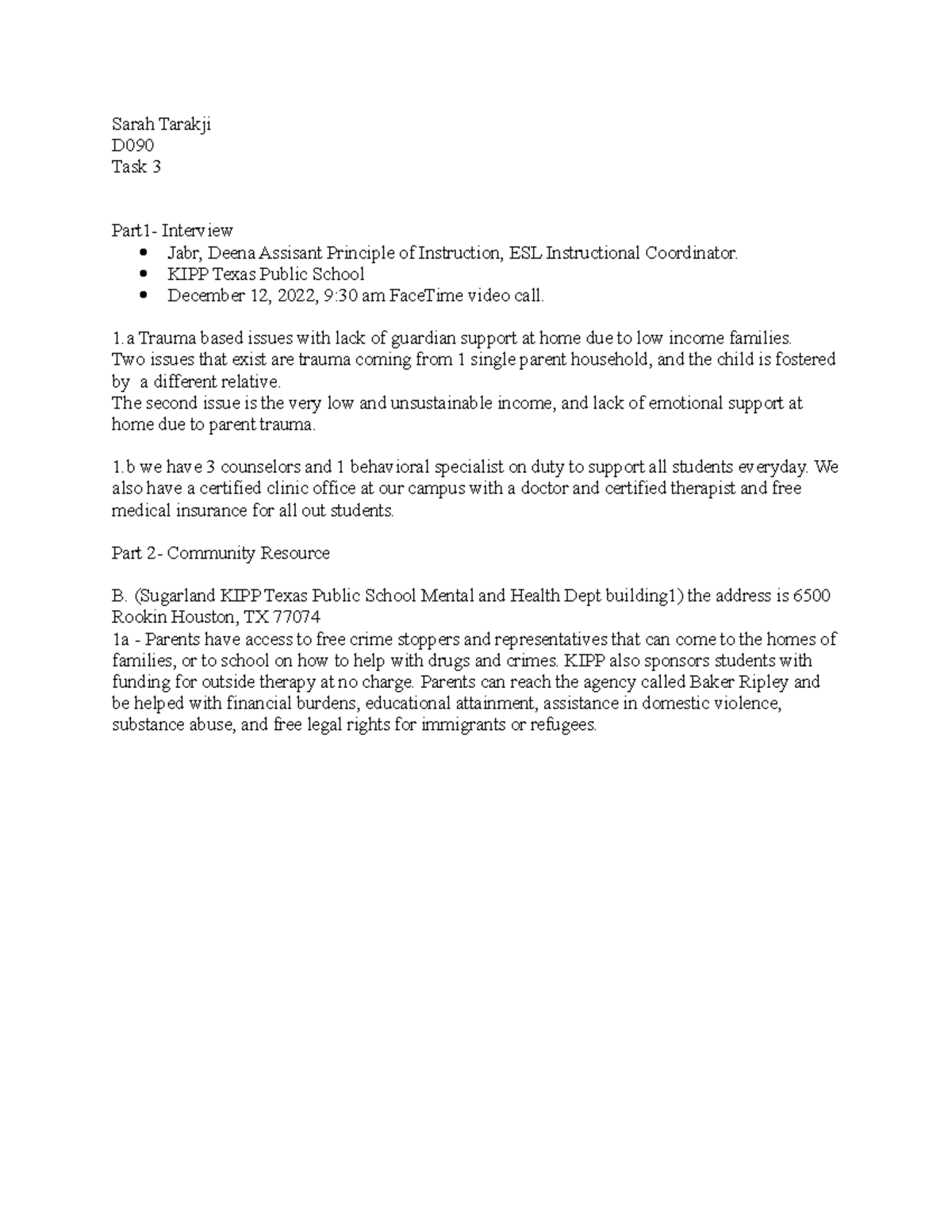 Task 3 do90 - task 2- passed - Sarah Tarakji D Task 3 Part1- Interview ...