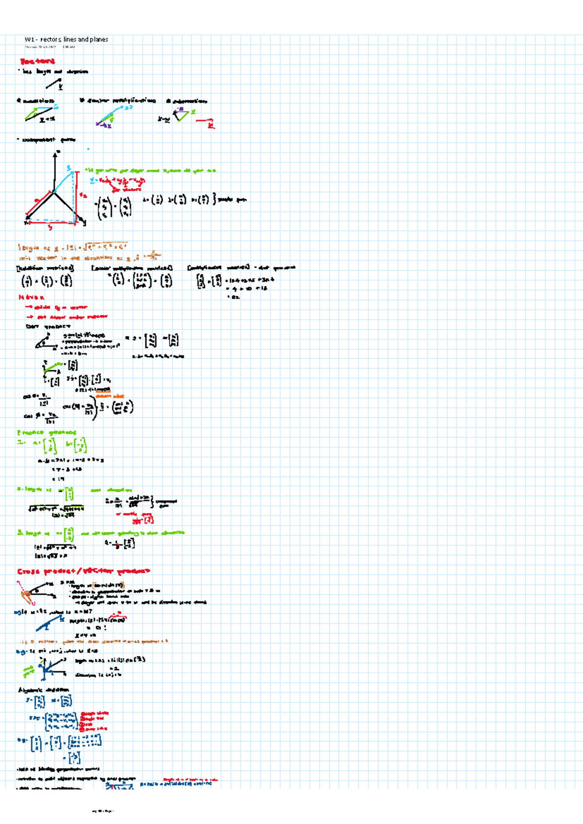 W1 - vectors, lines and planes - ENG1005 - W1 - vectors, lines and ...