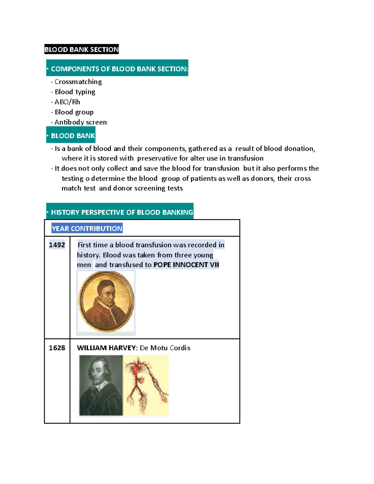 Blood BANK Section - GUIDES - BLOOD BANK SECTION • COMPONENTS OF BLOOD ...