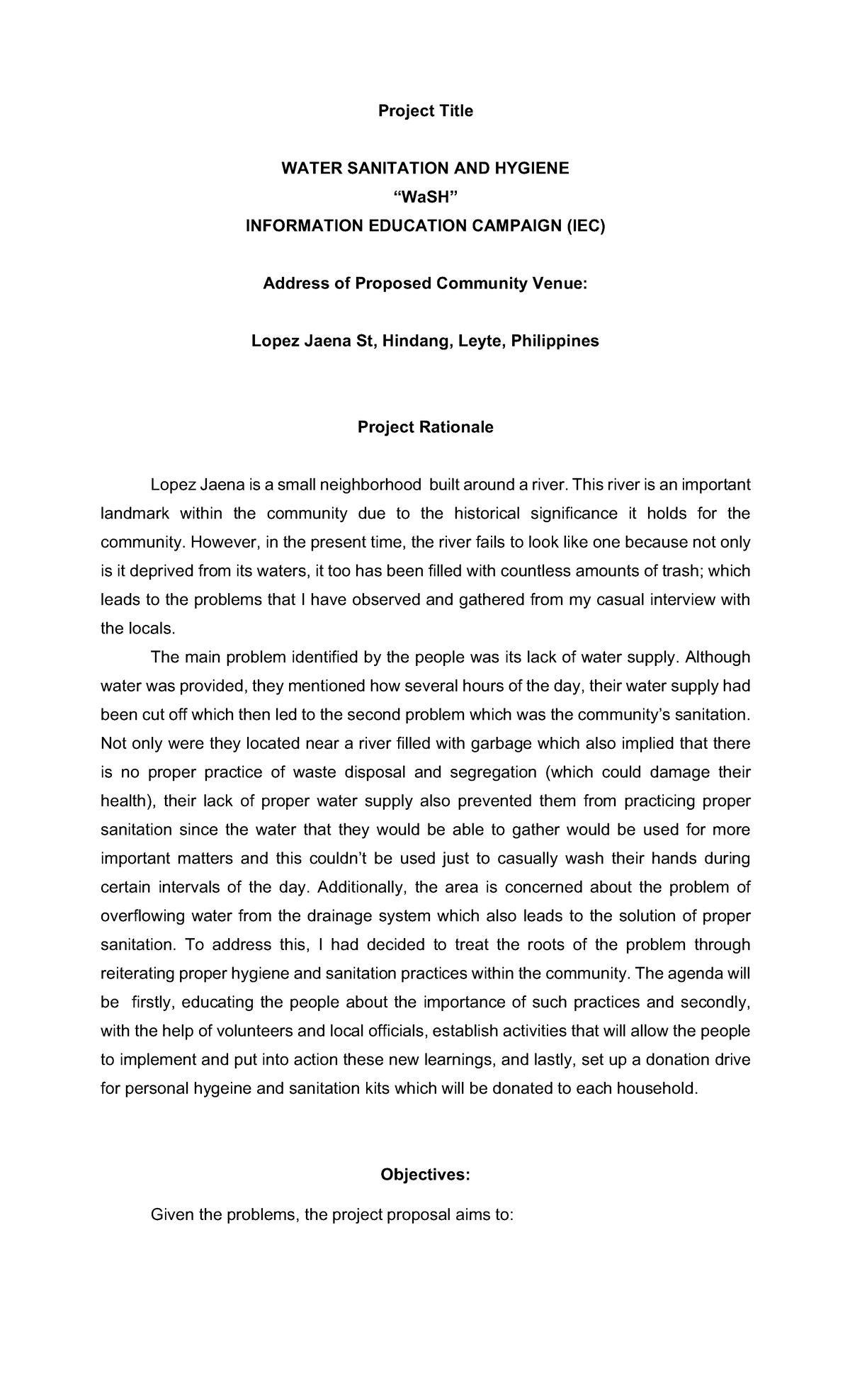 Community Project Proposal - NSTP1 (Research and Project Proposal ...