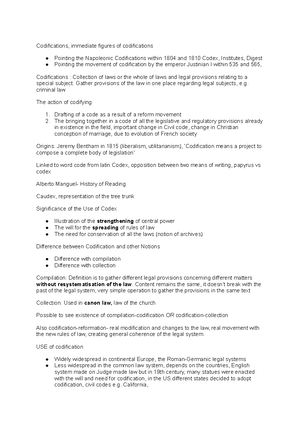 History of codification - Examen = QCM 1H30 45questions INTRODUCTION §1 ...