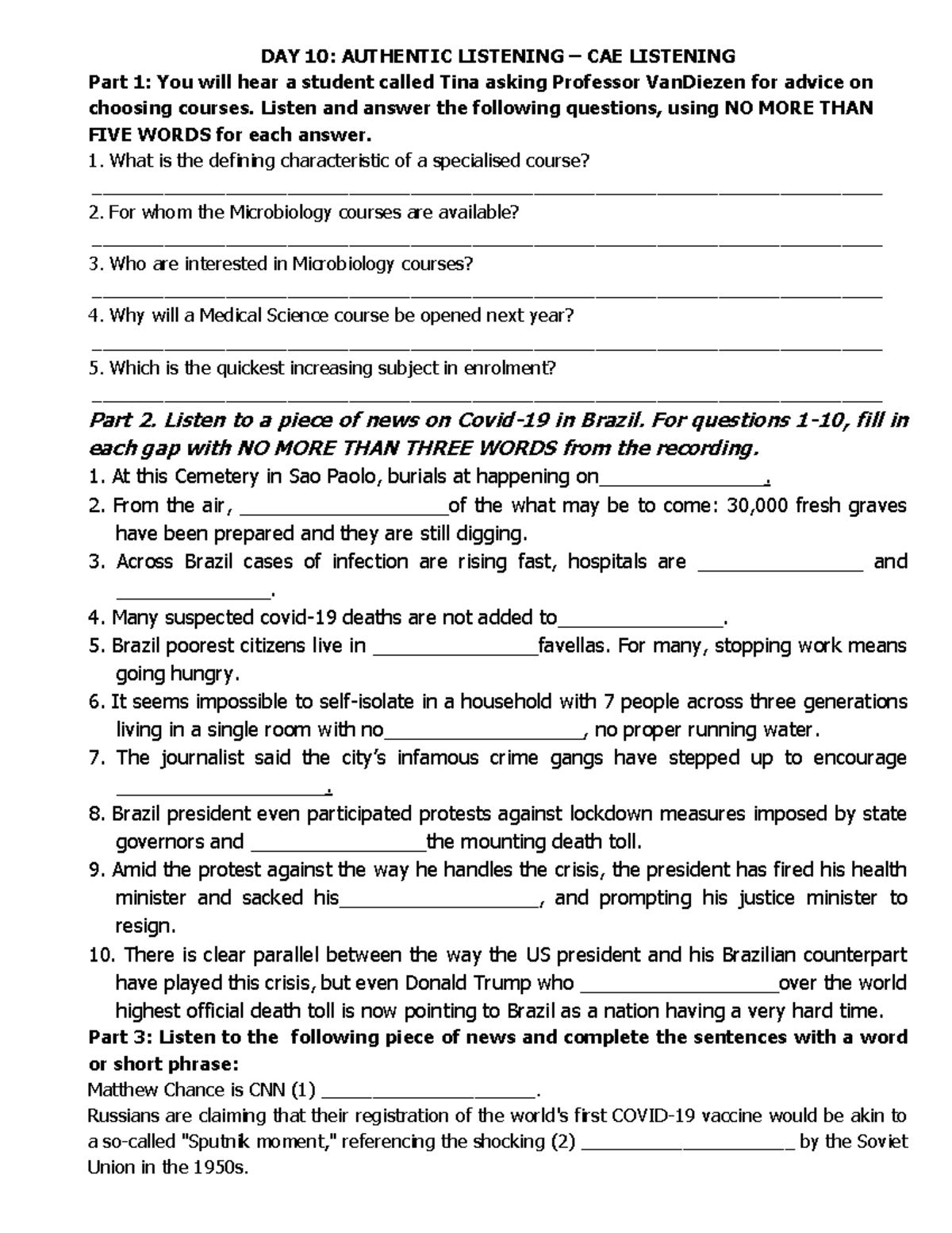 DAY 10 - Authentic Listening - CAE Listening - DAY 10: AUTHENTIC ...