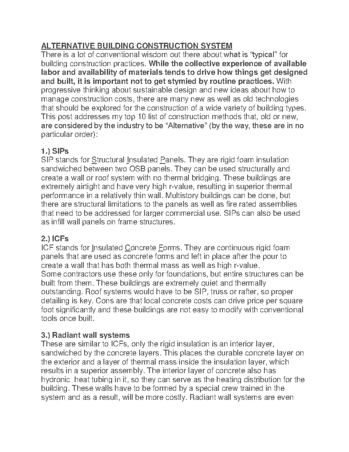 Alternative Building Construction System - ALTERNATIVE BUILDING ...