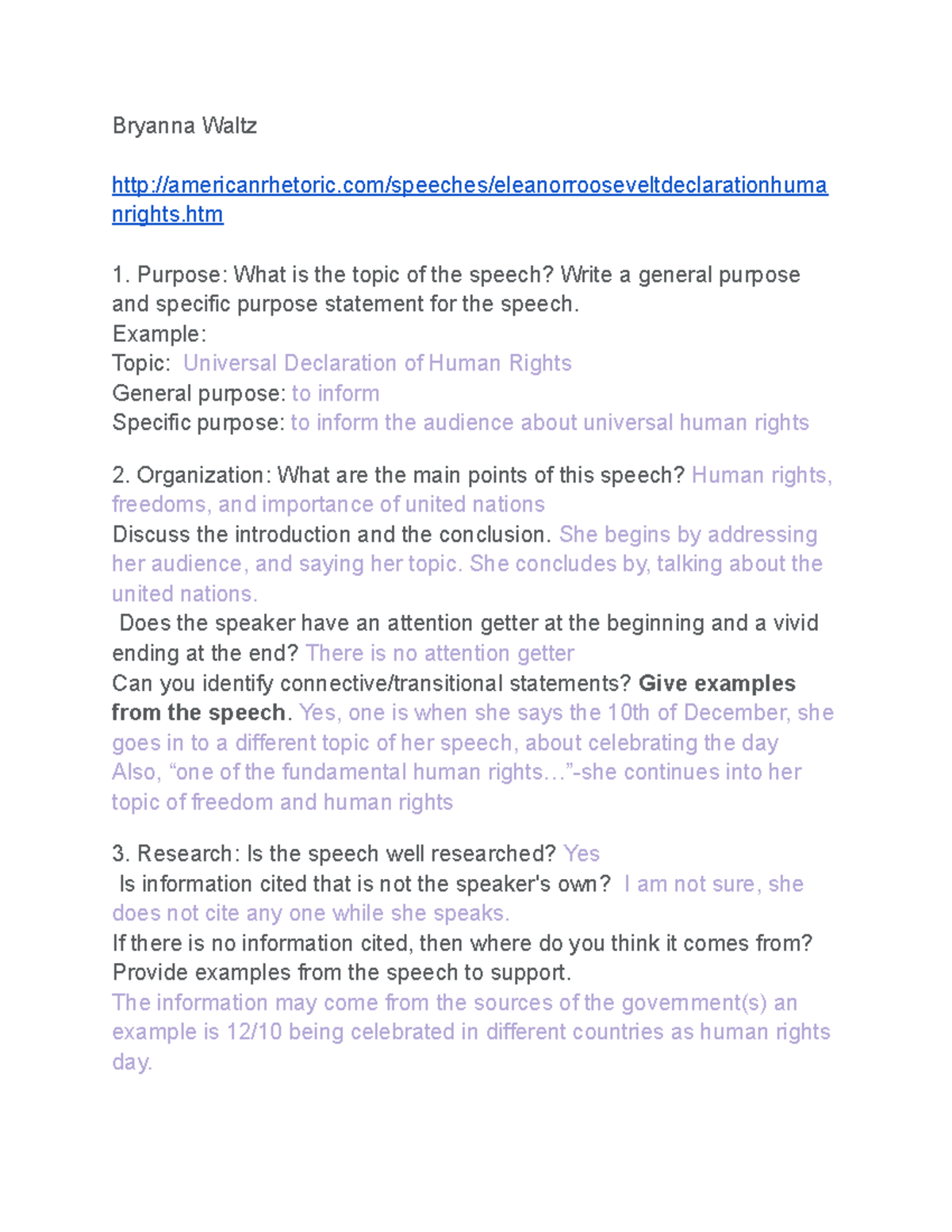 FOC wk 2 speech analysis - Bryanna Waltz americanrhetoric/speeches ...