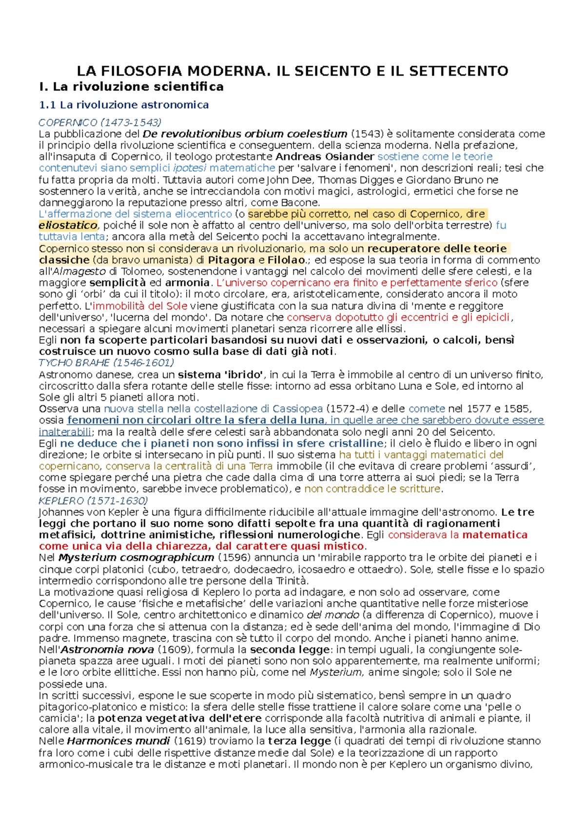 La filosofia moderna. Il Seicento e il Settecento, un sunto breve - LA ...