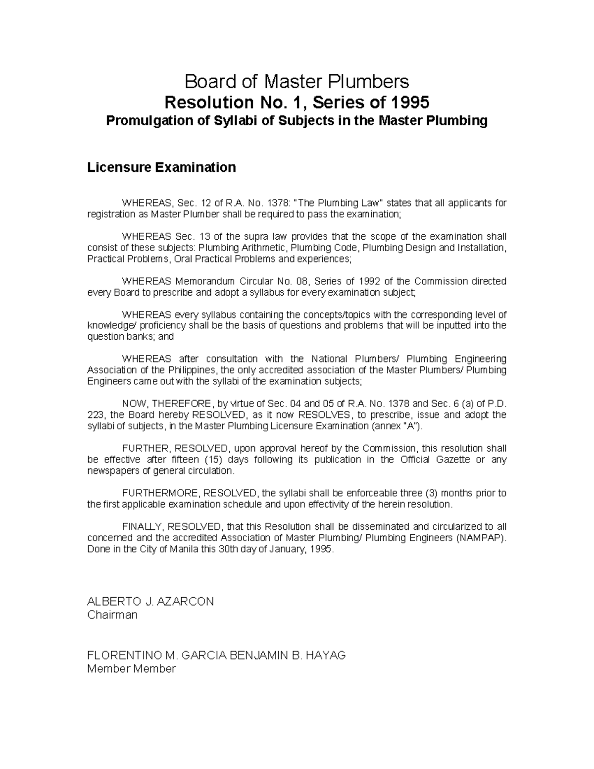 Board of Master Plumber - Syllabi 0 - - Studocu