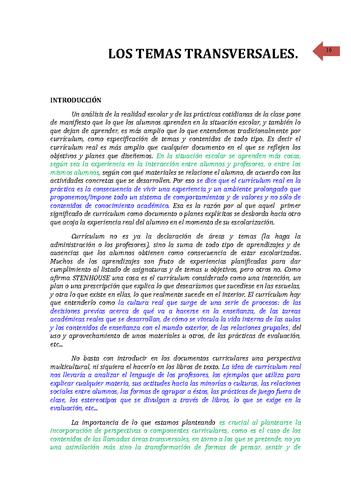 LOS Temas Transversales Examen - 16 LOS TEMAS TRANSVERSALES ...